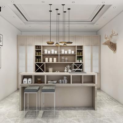 China Slatted Dining Room Cabinet Kitchen Table Laminate Diningroom Furniture for sale