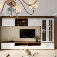 China Solid Wood MDF 80 Inch Tall Tv Unit For Bedroom With Anti Water Drawers for sale