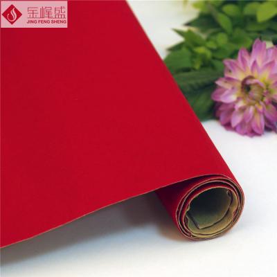 China Adhesive Glue Red Tricot Lining Fabric Velvet Flocked for Packaging Box Material for sale