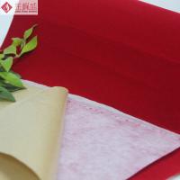 China Adhesive Glue Red Tricot Lining Fabric Velvet Flocked for Packaging Box Material for sale