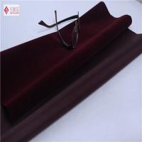 China Dark Red Nylon Velvet Flocking Fabric , Eco-friendly Flocked Upholstery Fabric for sale