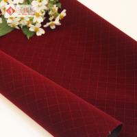 China Home-textile Sofa Embossed Velvet Fabric , Red Flocked Velvet Fabric for sale