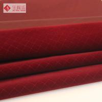 China Home-textile Sofa Embossed Velvet Fabric , Red Flocked Velvet Fabric for sale
