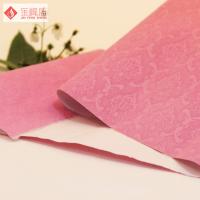 China Printed Non Woven Embossed Velvet Fabric Pink For Home Textile for sale