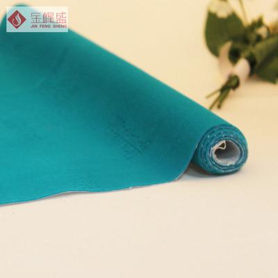 China Blue Plain Velvet Upholstery Fabric Flocked Knitted for Furniture / Sofa 100gms for sale