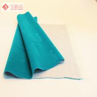 China Blue Plain Velvet Upholstery Fabric Flocked Knitted for Furniture / Sofa 100gms for sale