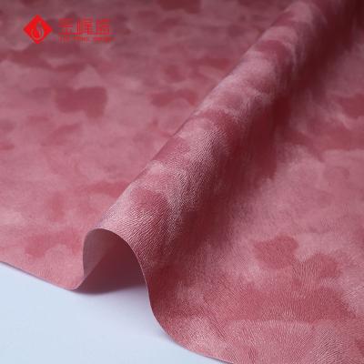 China Big Flower Design Pink Flock Fabric For Gift Box Making 100M Per Roll for sale