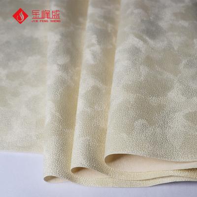 China Cream Color Flock Fabric with New Flower Design For Bookbinding for sale
