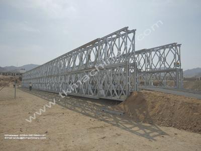 China Steel Bailey Bridge Extra Wide Heavy Load 60.96m Long Span with 7.35m Double Lane Width and HL-93 Load Capacity for sale