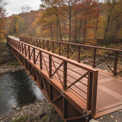 China Prefabricated Weatherproof Steel Pedestrian Bridge 50-150 kg/m² Bolted Connections Custom Width for sale