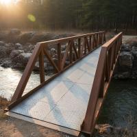 China Steel Pedestrian Bridge 10-50m Span Anti-Skid Deck High Corrosion Resistance for sale