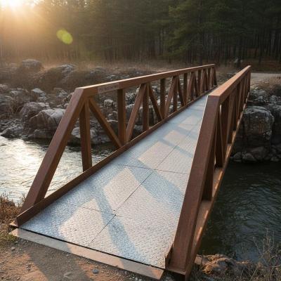 China Steel Pedestrian Bridge 10-50m Span Anti-Skid Deck High Corrosion Resistance for sale