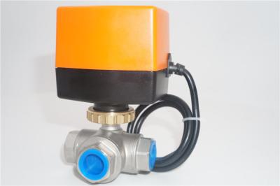 China ON OFF Control Electric Operated Valve , DC12V Stainless Steel Actuated Ball Valves 3 Way for sale