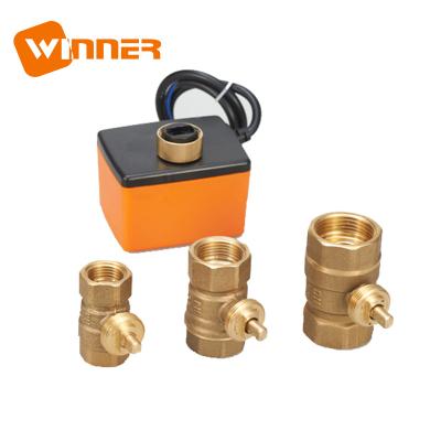 China 3 Point Motor Actuated Ball Valve , Casting Forged Brass Mini Ball Valve for sale