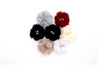 China girl Chiffon flower shoe clips/Sewing Bead Handmade Flower Yarn, lace, Chiffon Grey,black,white,red,blue for sale