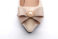 China Ribbon coloured bow-tied shoe flower,Handmade footwear ornaments and flower Thread ribbon Beige ,white,black,red ,blue for sale