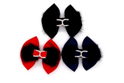 China Ribbon coloured bow-tied shoe flower,Handmade footwear ornaments and flower Thread ribbon Beige ,white,black,red ,blue for sale