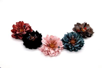 China Hand Sintered Edge Flower /girl flower made of satin ribbons/Hand-simulated flower Various colors Fabric, wool for sale