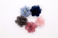 China girl Chiffon flower shoe clips/Sewing Bead Handmade Flower Yarn, lace, Chiffon Grey,black,white,red,blue for sale