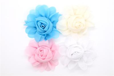 China girl Chiffon flower shoe clips/Sewing Bead Handmade Flower Yarn, lace, Chiffon Grey,black,white,red,blue for sale