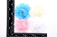 China girl Chiffon flower shoe clips/Sewing Bead Handmade Flower Yarn, lace, Chiffon Grey,black,white,red,blue for sale