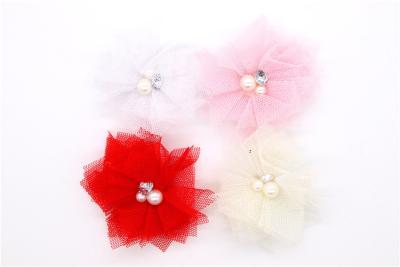 China girl Chiffon flower shoe clips/Sewing Bead Handmade Flower Yarn, lace, Chiffon Grey,black,white,red,blue for sale