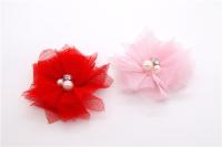 China girl Chiffon flower shoe clips/Sewing Bead Handmade Flower Yarn, lace, Chiffon Grey,black,white,red,blue for sale