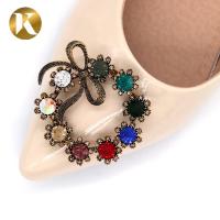 China Ancient Bronze Vintage Shoe Buckle Replacement Circular Crystal Buckle for sale