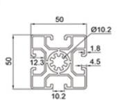 China T-Slot & V-Slot 50 Series Aluminum Profiles - 10-5050 for sale