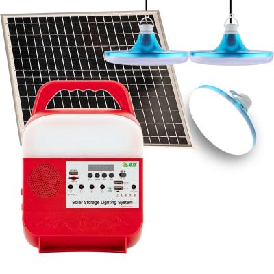 China Home 12v DC Solar Lighting Energy System Mini Portable 25w Ups Portable Home Mp3 for sale