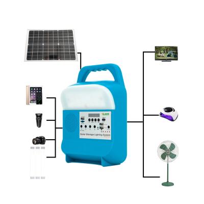 China Camping Portable Solar Kit With Panel Charger Light Radio Home Storage Energy System for sale