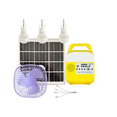 China Mini Portable Solar Charging Station Solar Powered Lighting Radios System Kit For Home Use with fan for sale