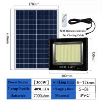 China 300W Outdoor Solar Flood Light IP67 Security Yard Street Lamp Waterproof Led for sale
