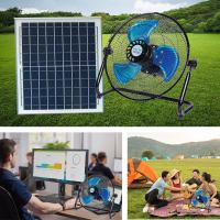 China 15W Solar Home Lighting System Fan With 12 Speed 12 Inches Table Rechargeable With Panel for sale