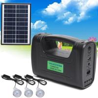 China 12PCS SMD LED 3W 4W 5W Indoor Solar Lighting Kit With	4Ah Lead Acid Batttery for sale