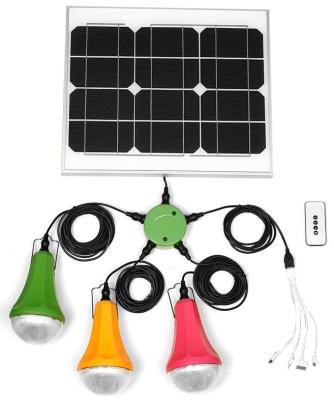 China 50000h Long Life Camping 15W Mini Solar Power System With 3 Bulbs for sale