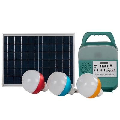 China ABS 9W*3PCS Bulbs Home Solar Panel Energy System With FM Radio for sale