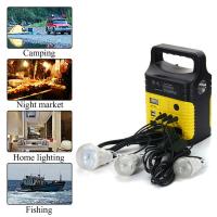China Outdoor Solar Power Panel Portable 3 Bulbs Outdoor Garden LED Light Solar Power Panel Lighting System Kit for sale