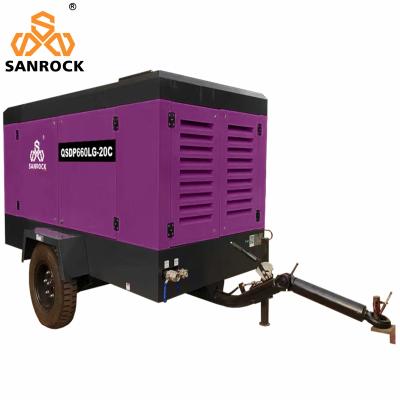 China CE 20bar Motor Power 191KW Portable Diesel Engine Rotary Screw Air Compressor for Mining for sale