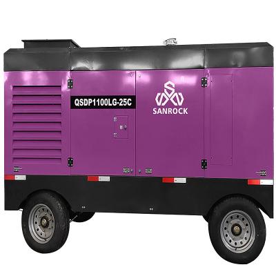 China Low Noise  Engine 25bar Portable Diesel Screw Air Compressor for Mining for sale