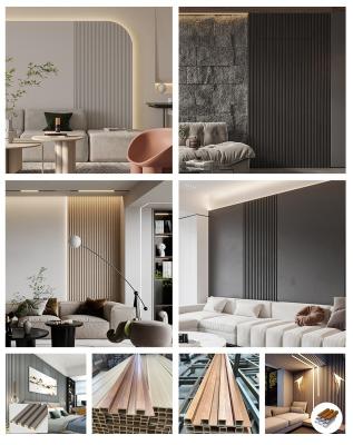 China Home Decoration 160*24mm 3d Fluted Wpc Wall Panels Cladding Morden for sale
