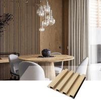 China Crack Resistance Grille Cladding Wpc Fluted Wall Panels Wood Grain  177*21.5mm for sale