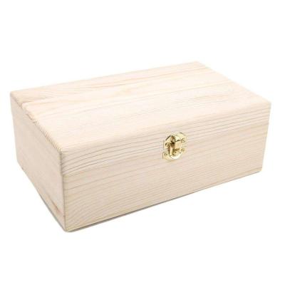 China Festival Keepsake Vintage Hinged Lidded Wooden Box Unfinished Multifunctional for sale