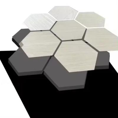 China Enhance Acoustic Experience 3D Hexagon Soundproof Wood Wall Panels Pink Orange White Or Customized Colors for sale