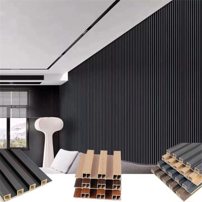China Indoor Decor Wood Plastic Composite Cladding Fluted 3d Wall Board WPC PVC Interior Wall Panel for sale