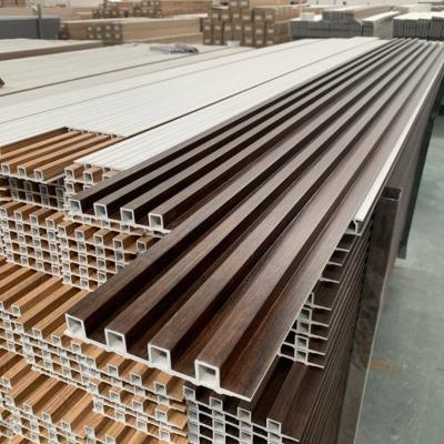 China Interior WPC Fluted Wall Panel 3D PVC Wood Alternative Outdoor/Commercial/Kitchen/Gym Panels Plastic Sheet Waterproof Wall Panel for sale