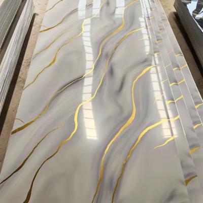 China 1.22m*2.44m Modern Waterproof PVC Marble Wall Panel Easy DIY UV Installation For Hotel Or Apartment Wall Decoration for sale