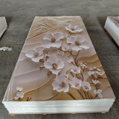 China High Gloss Plastic Material UV Board 3D Printing Decorative Board PVC Marble Sheet for sale