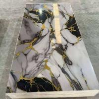 China Hot Sales UV Marble Sheet Customization Gilded Gold Design PVC Marble Wall Panel for Indoor Decoration for sale