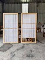 China Plaid Wood Door Translucent Japanese Sliding Shoji Paper Screen Door Washi Paper Classic Room Divider Solid Wood for sale